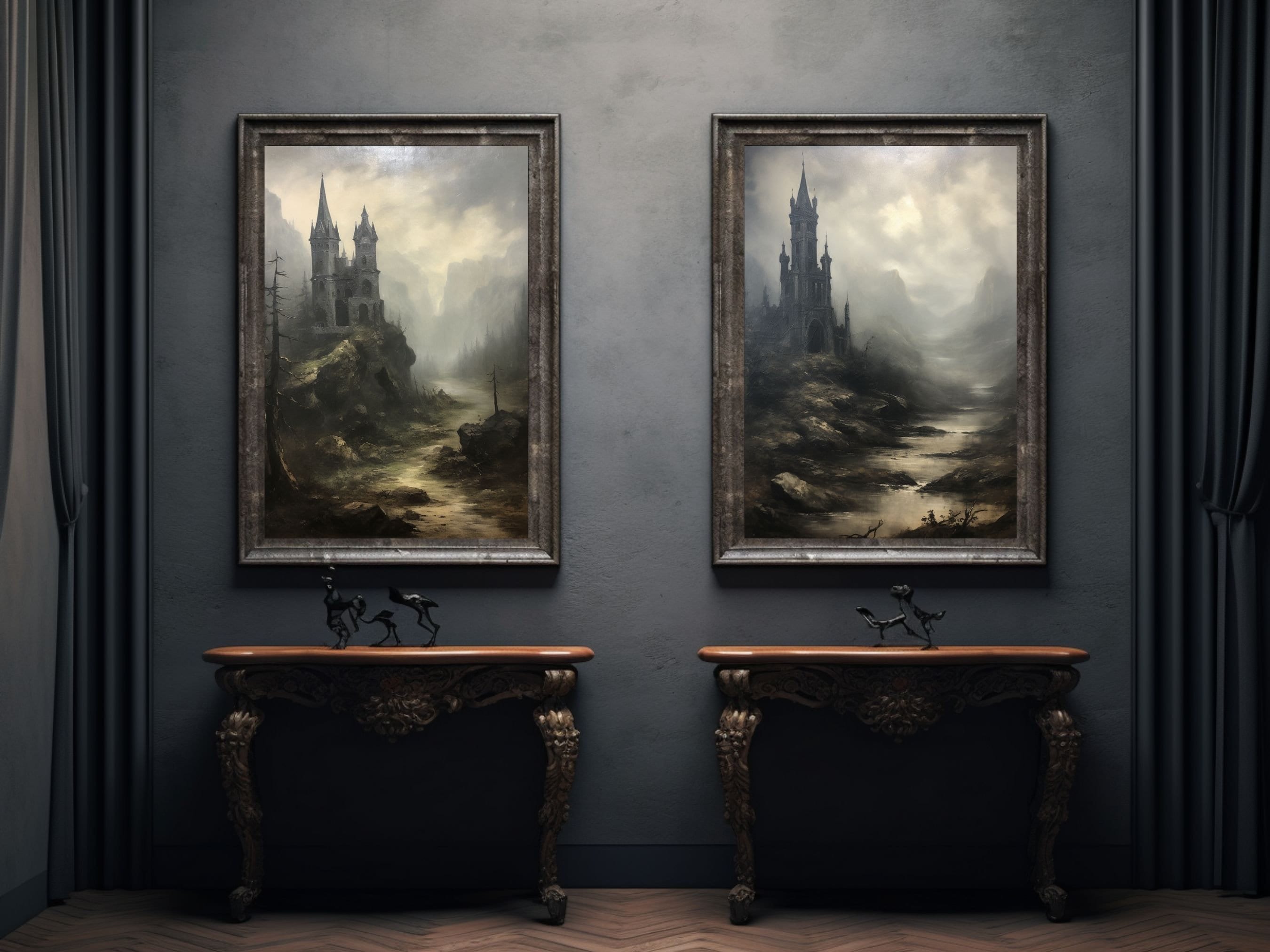 12 Vintage Dark Romanticism Oil Painting Wall Art Bundle, Gothic ...