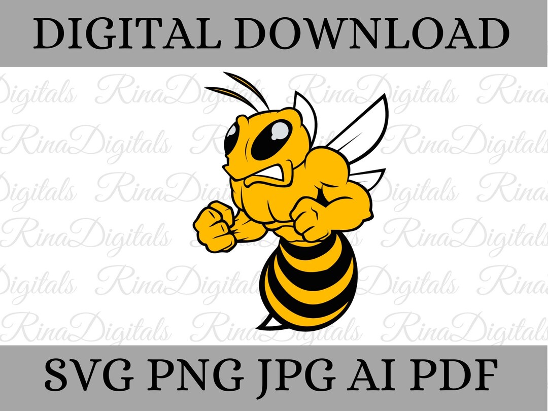 Hornet Bee Mascot SVG & JPEG Instant Download Digital Download File ...
