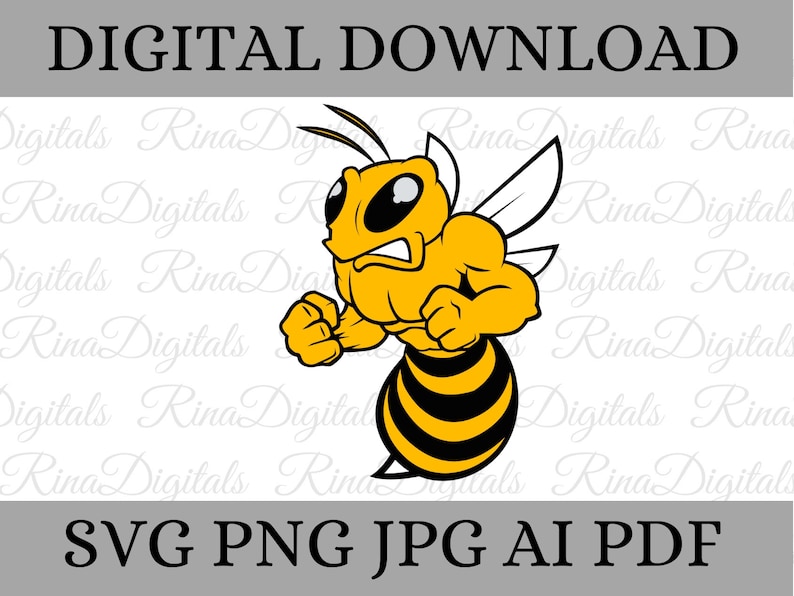 Hornet Bee Mascot SVG & JPEG Instant Download Digital Download File ...