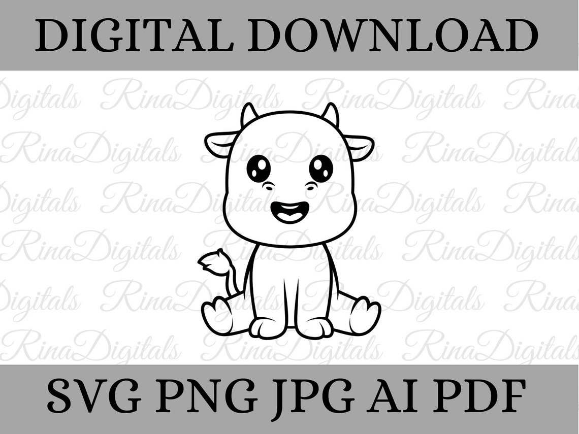 Baby Cow Svg, Cow Svg, Cow Face Svg, Cute Sitting Cow Cut Files, Clip ...