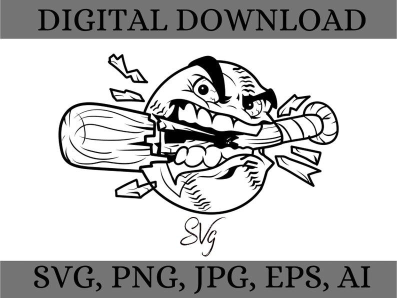 Dibujos animados de béisbol Angry Mean Face Fastball Sport - Etsy México