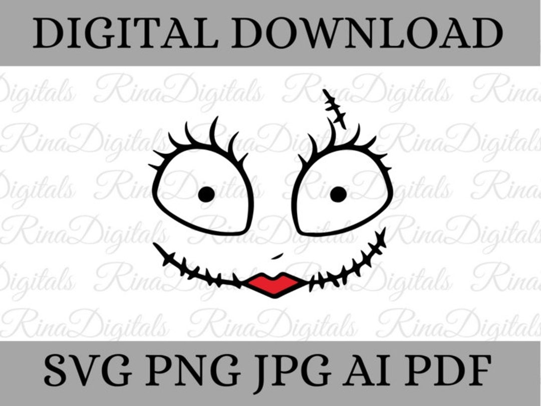 Black White Red Sally Happy Face Spoof Inspired by Christmas Nightmare ...