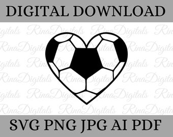 Soccer Ball Heart SVG Files Football Cut Files Soccerball Love Heart ...