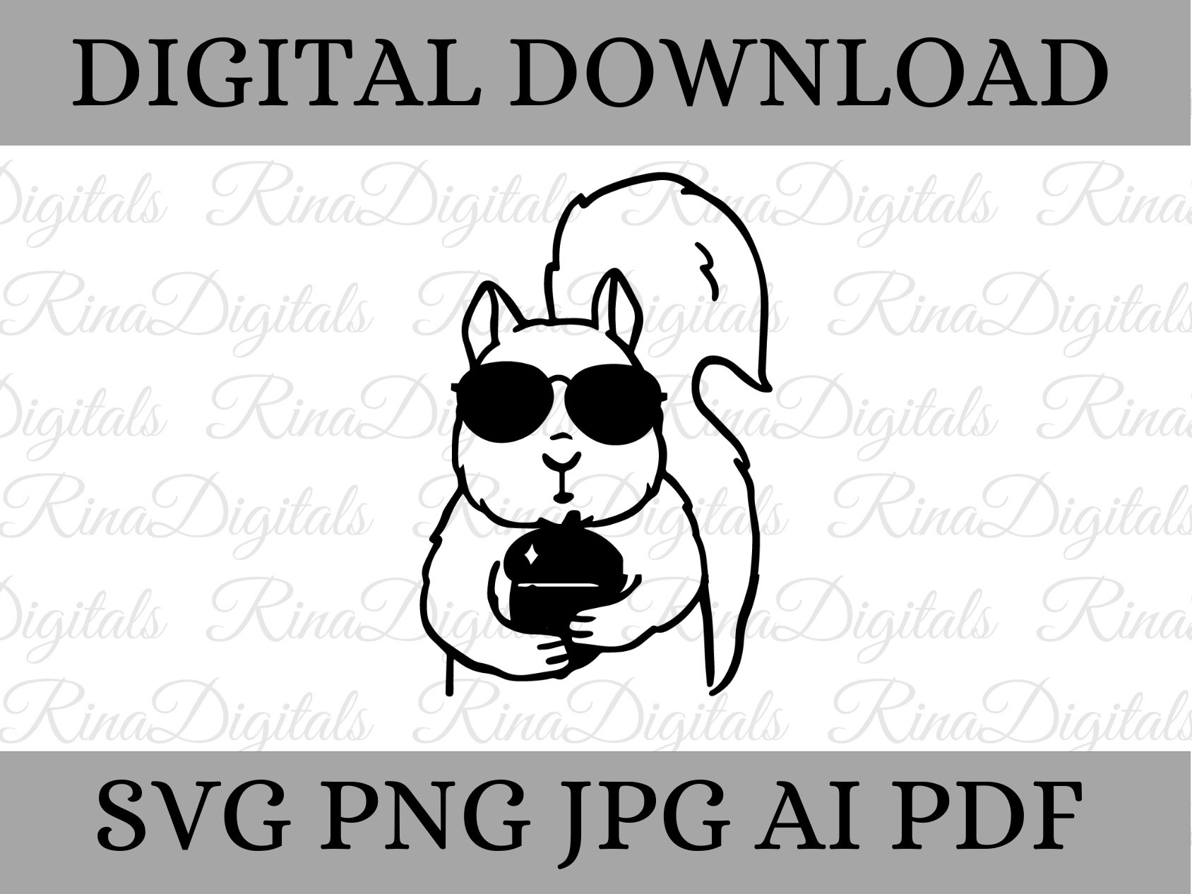 Squirrel With Sunglasses Svg Squirrel With Nuts Svg Squirrel With Acorn ...