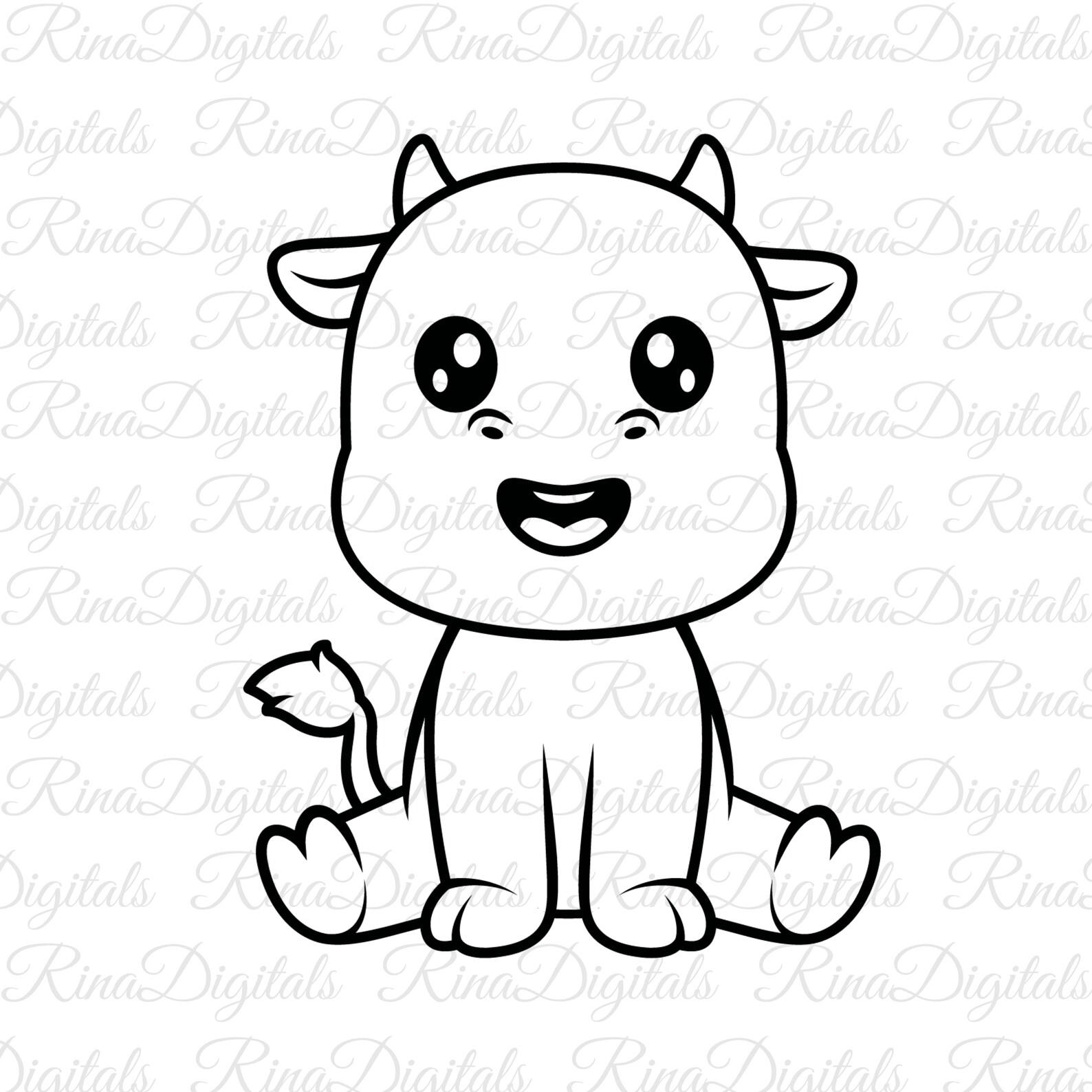 Baby Cow Svg, Cow Svg, Cow Face Svg, Cute Sitting Cow Cut Files, Clip ...