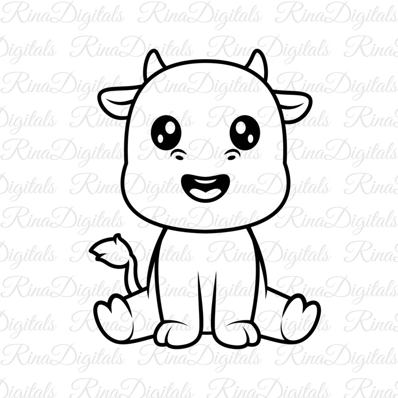 Baby Cow Svg, Cow Svg, Cow Face Svg, Cute Sitting Cow Cut Files, Clip ...