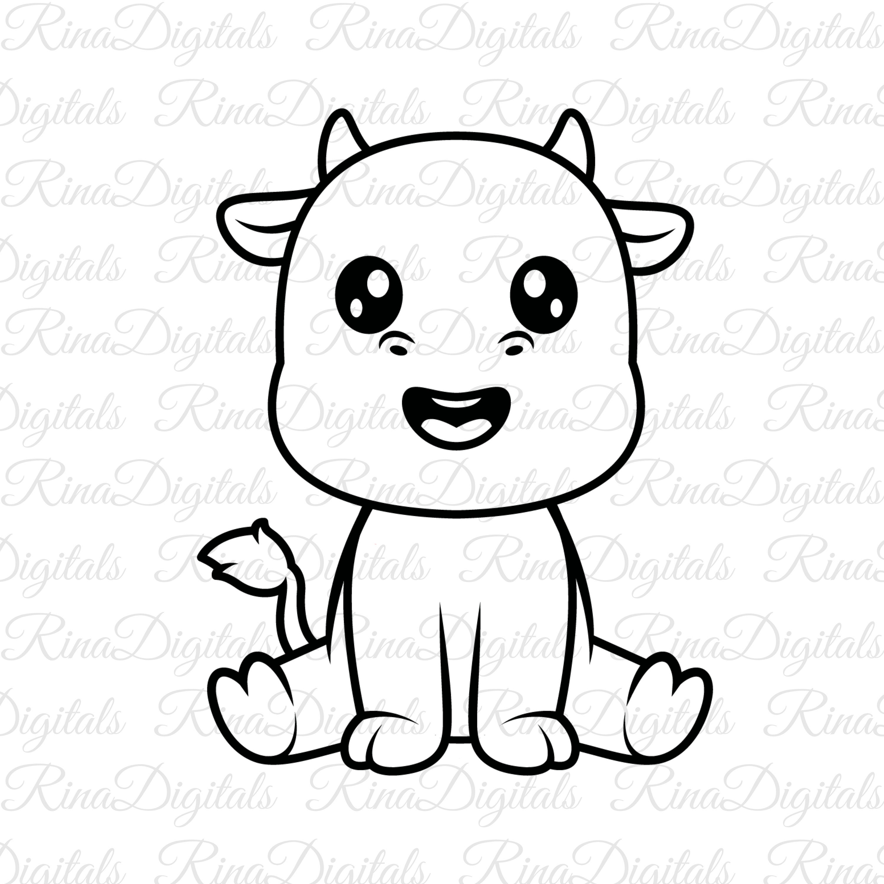Baby Cow Svg, Cow Svg, Cow Face Svg, Cute Sitting Cow Cut Files, Clip ...