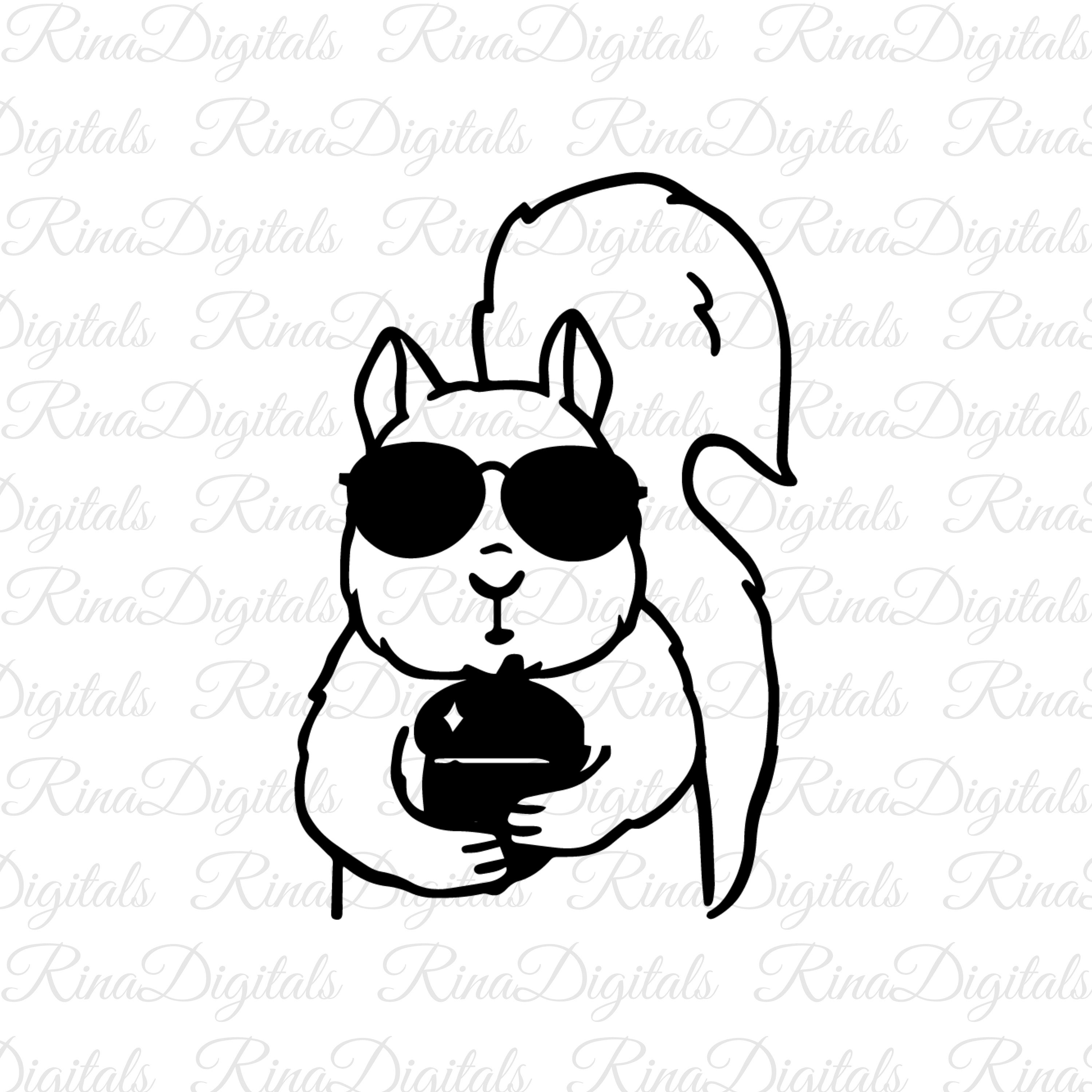 Squirrel With Sunglasses Svg Squirrel With Nuts Svg Squirrel With Acorn ...