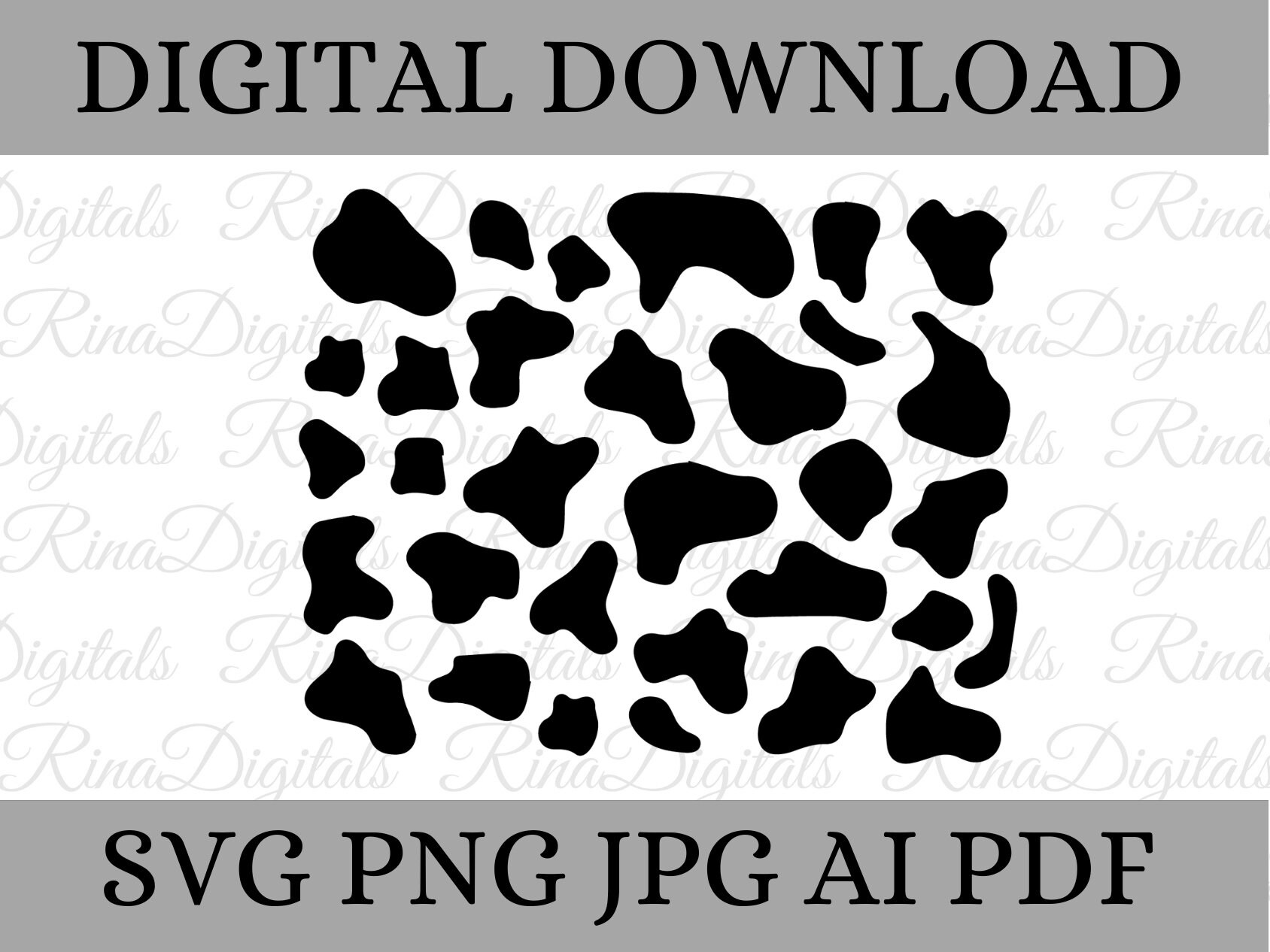 Cow Print - Cow Pattern - SVG, PNG - Digital Download, Silhouette Cut ...
