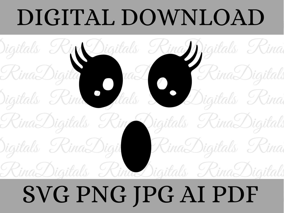 Simple Easy Black Ghost Face With Big Cute Eyes With Eyelashes for ...