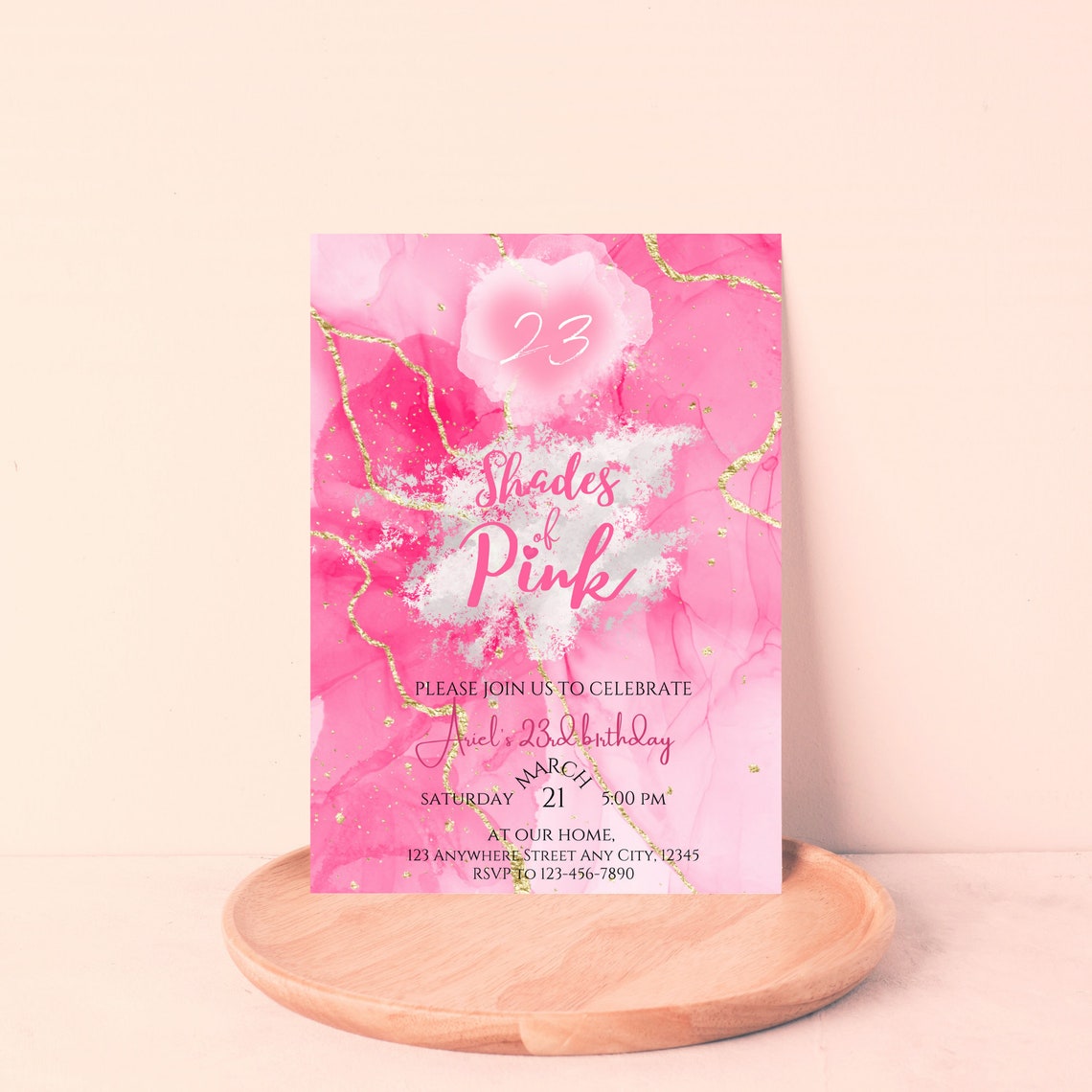 Shades of Pink Birthday Invitation, Pink Birthday Party Invitation ...