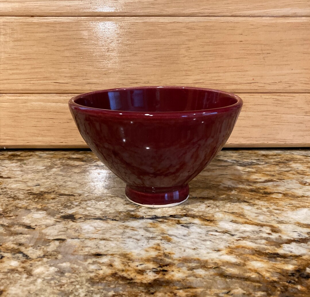 Hand-painted Dark Red Ceramic Bowl - Etsy