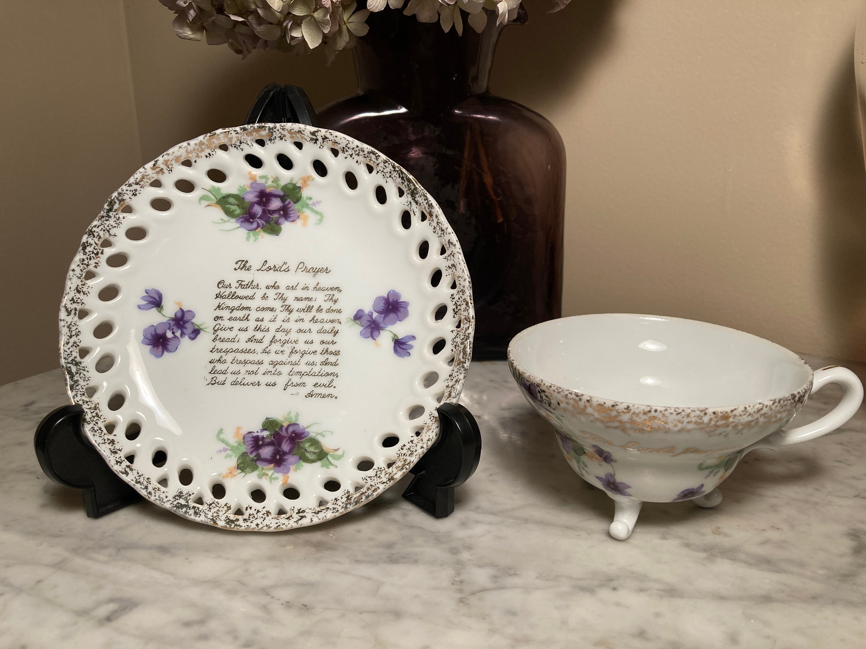Vintage lord's Prayer Teacup and Saucer - Etsy