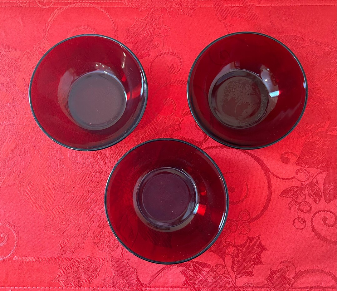 Set of Three Vintage Ruby Red Berry Compote Bowls - Etsy