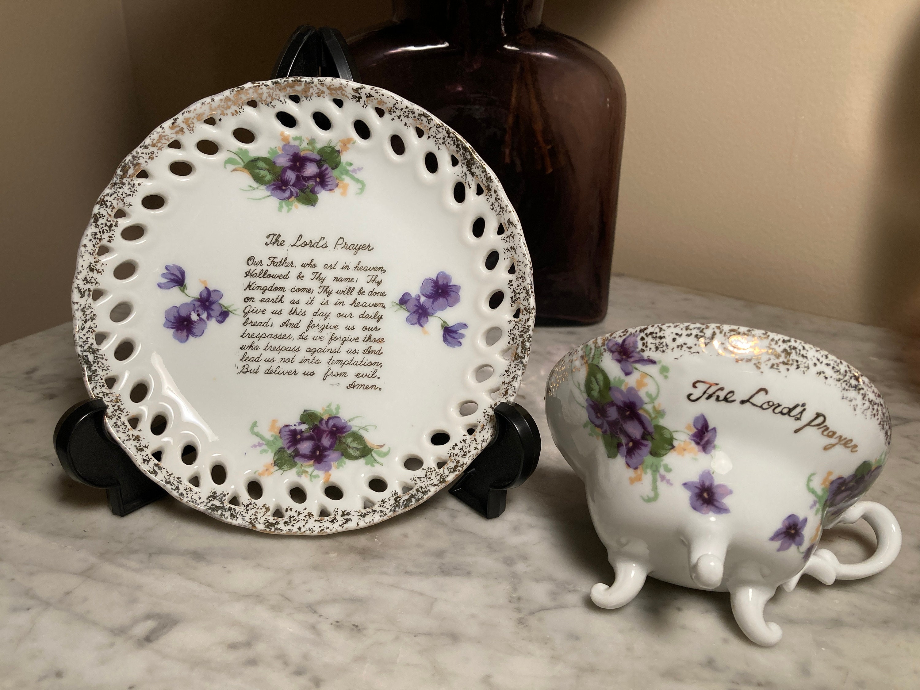 Vintage lord's Prayer Teacup and Saucer - Etsy