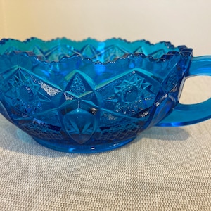 Vintage Blue Carnival Glass Bowl With Handle - Etsy
