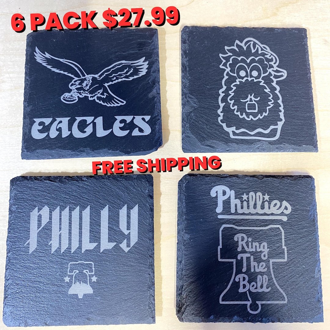 Philadelphia Sports - 6 Pack Slate Coasters - Phillies, Philadelphia ...