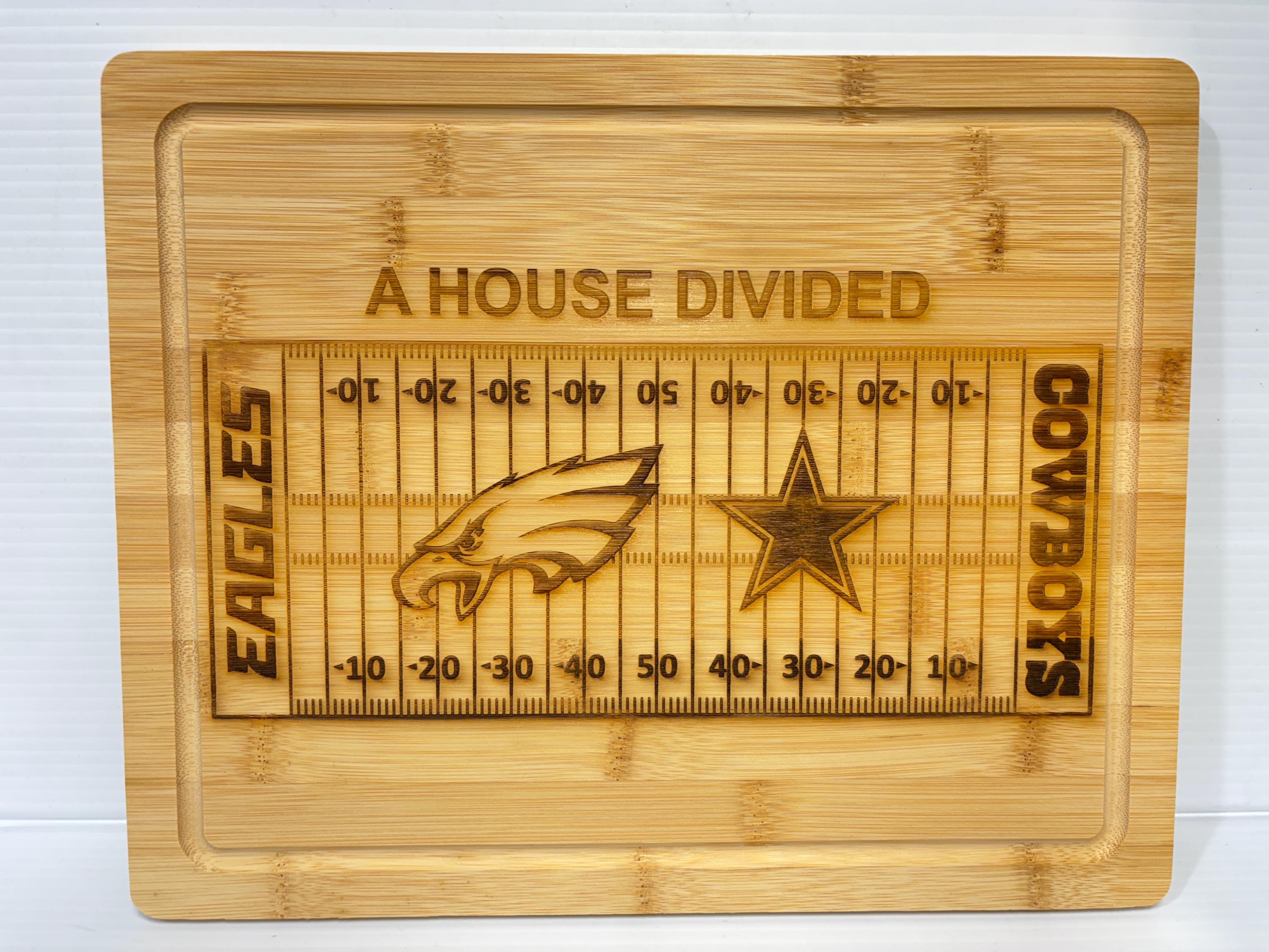 Handmade Custom Football Team House Divided Cutting Board | House ...