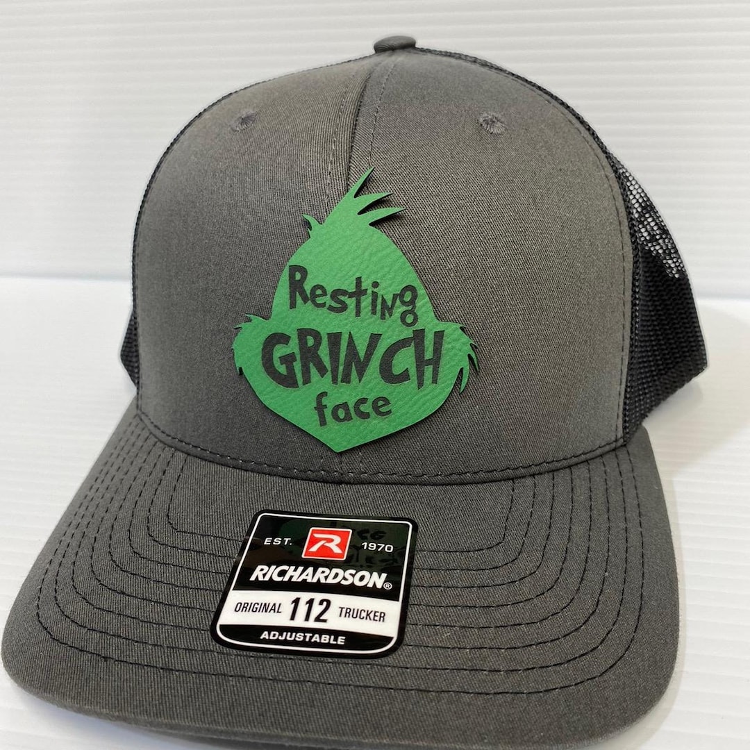 Grinch Face Leather Patch Hat - Dr. Seuss Engraved Hat - Etsy