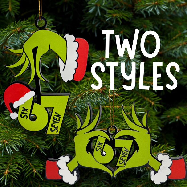 Grinch Six Seven Ornament , Funny Grinch 67 Santa Christmas 2025 ...