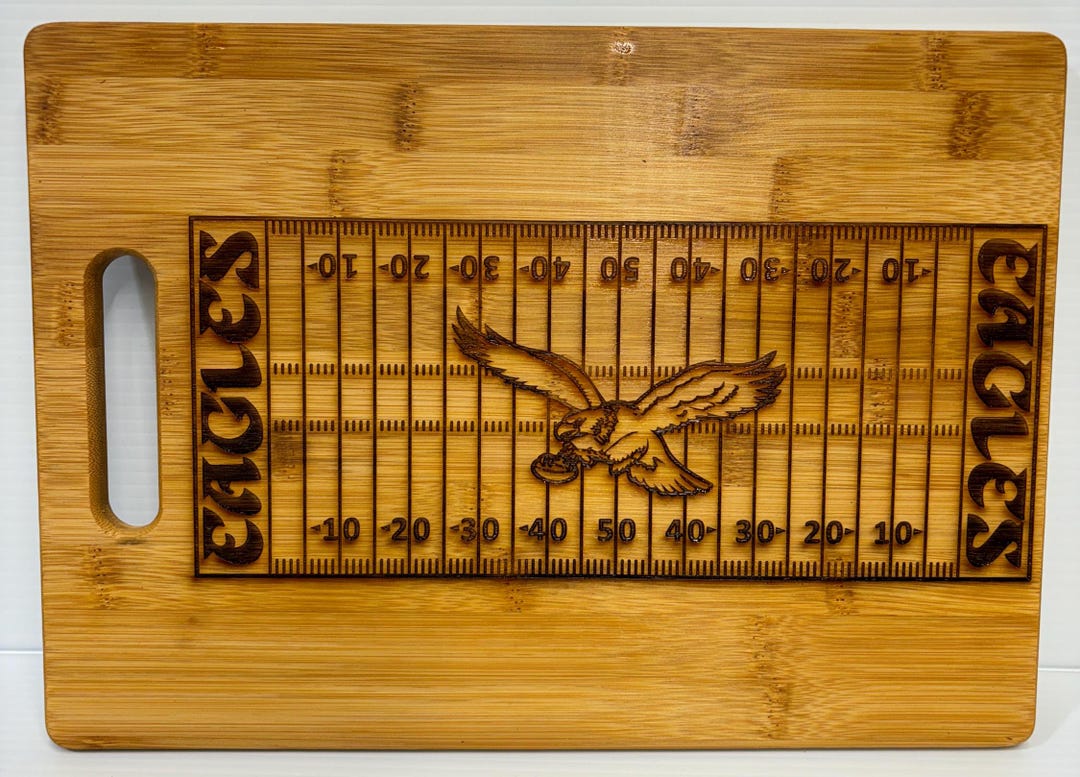 Philadelphia Eagles Bamboo Cutting Board: Laser Engraved Charcuterie ...
