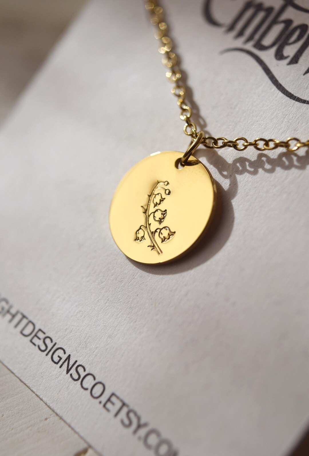 YELLOW GOLD Stainless Steel Birth Flower Necklace - Hypoallergenic ...