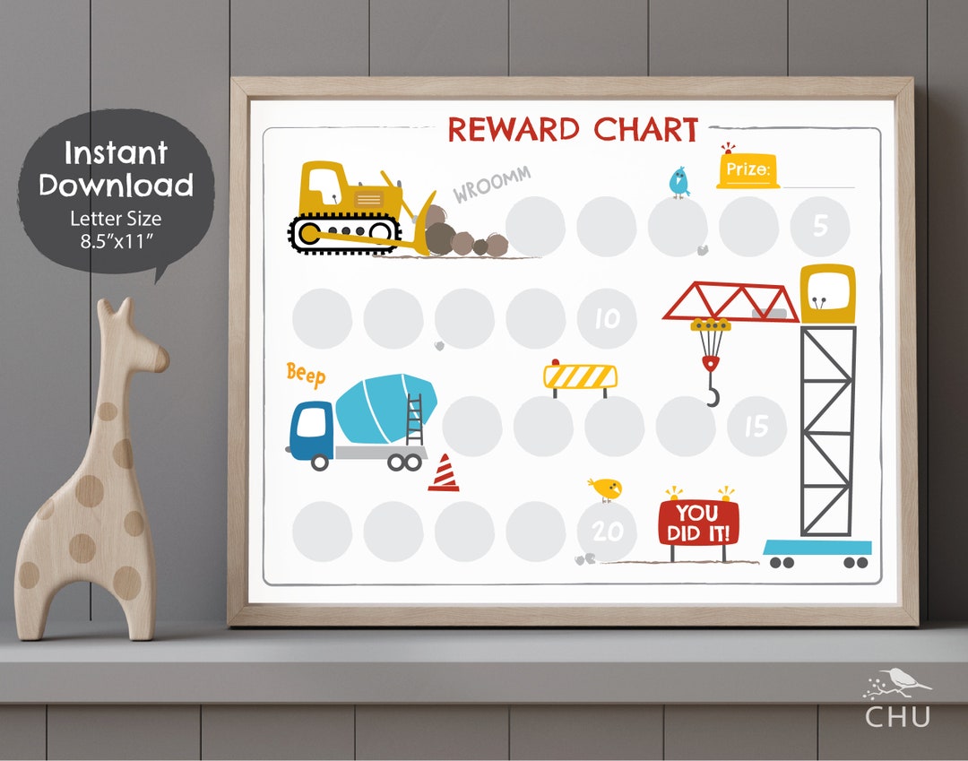 Printable Construction Reward Chart Toddler Sticker Chart - Etsy