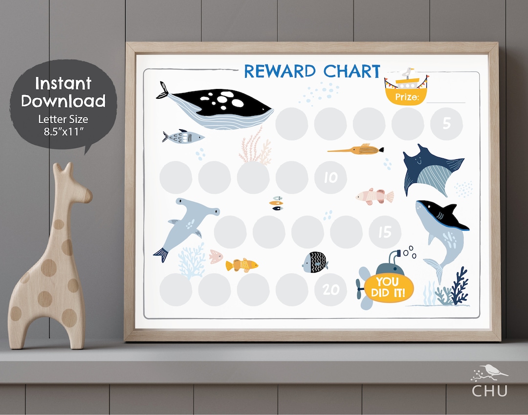 Printable Sea Creature Reward Chart Toddler Sticker Chart - Etsy