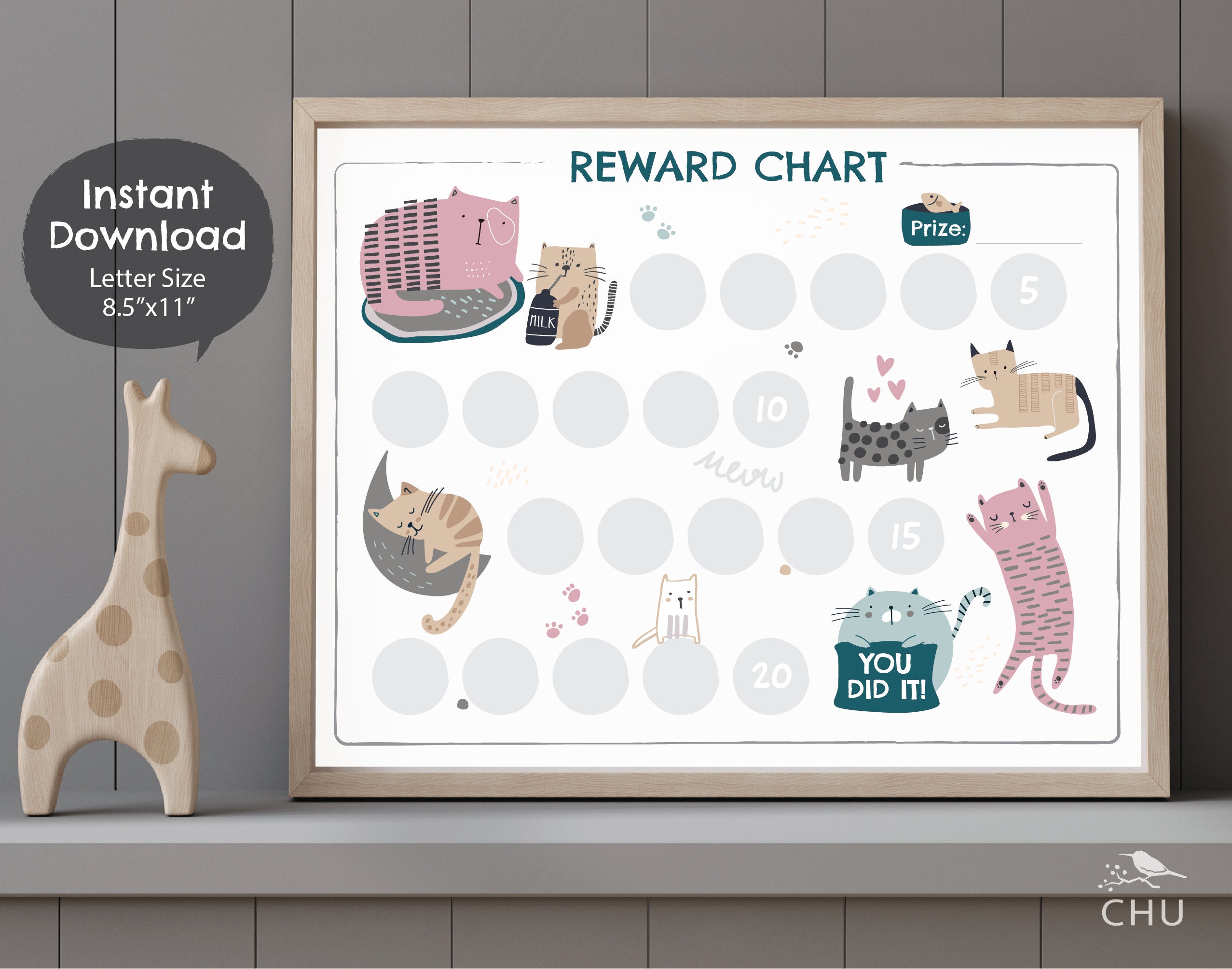 Printable Cat Reward Chart for Kids Toddler Sticker Chart - Etsy
