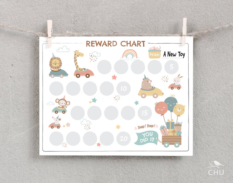 Printable Kids Reward Chart, Toddler Sticker Chart, Kids Prize Chart ...