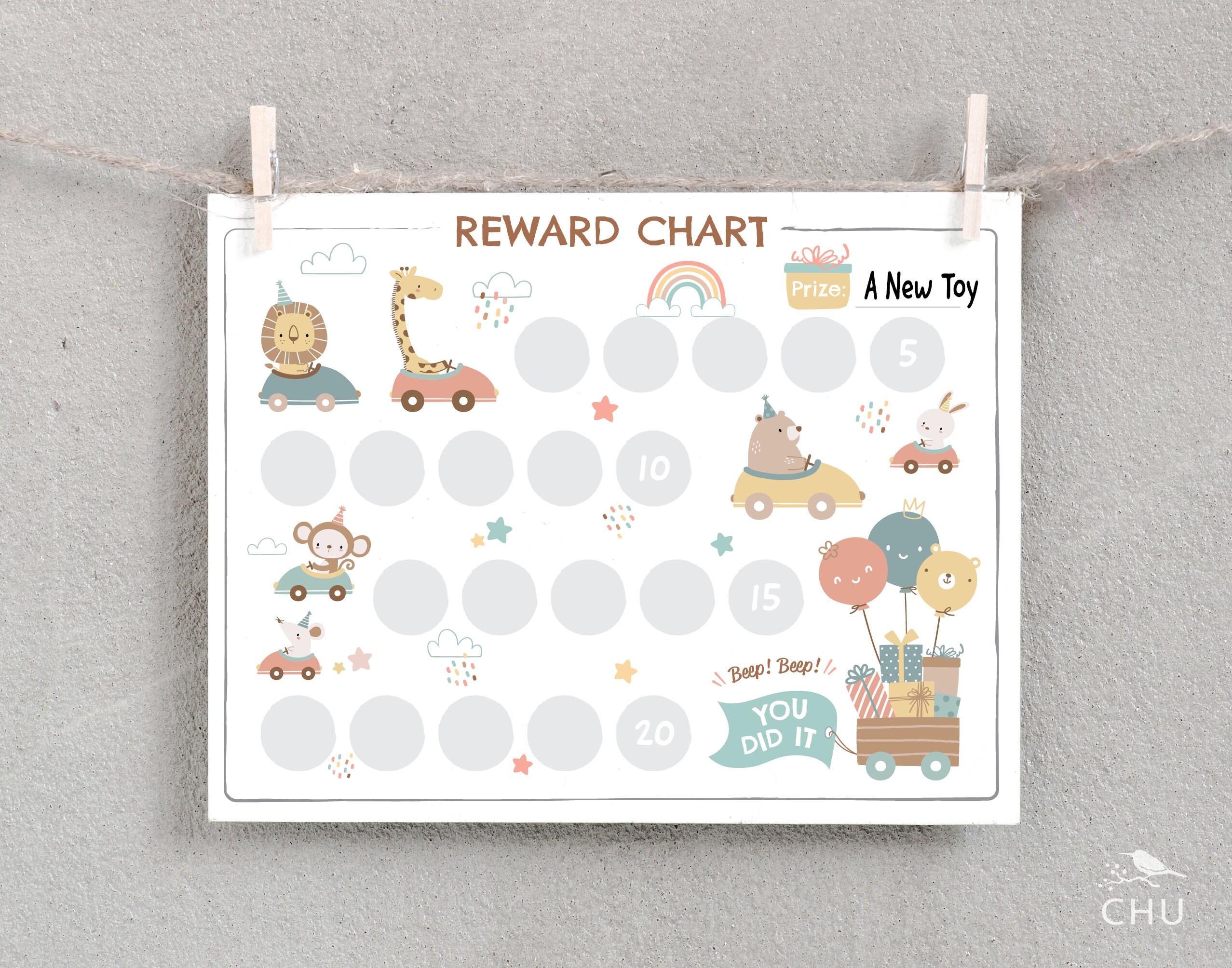 Printable Kids Reward Chart, Toddler Sticker Chart, Kids Prize Chart ...
