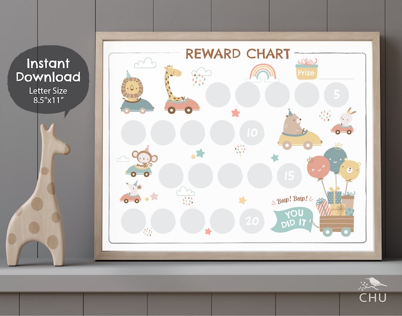 Printable Kids Reward Chart, Toddler Sticker Chart, Kids Prize Chart ...