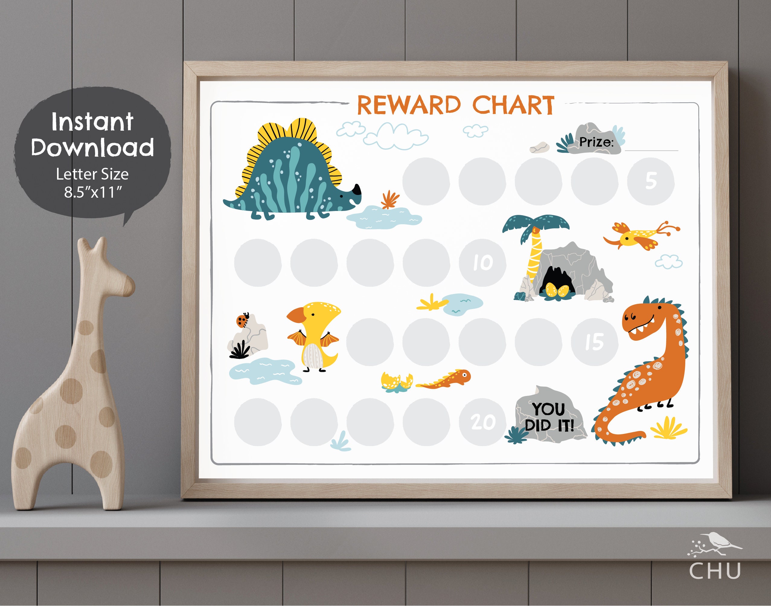 Printable Dinosaur Reward Chart Toddler Sticker Chart Kids - Etsy