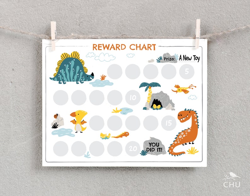 Printable Dinosaur Reward Chart Toddler Sticker Chart Kids - Etsy
