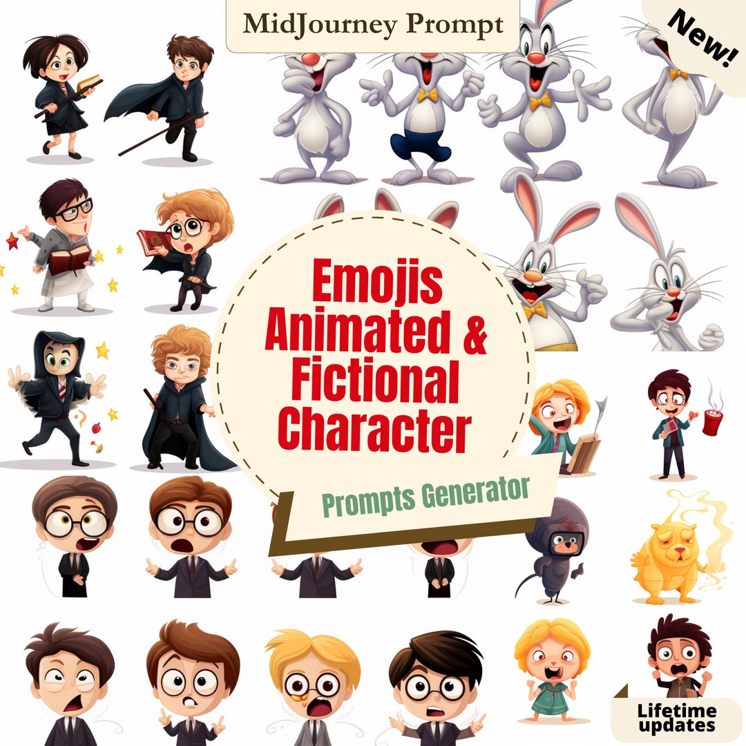 Midjourney Animated & Fictional Character Emoji Prompts - Etsy