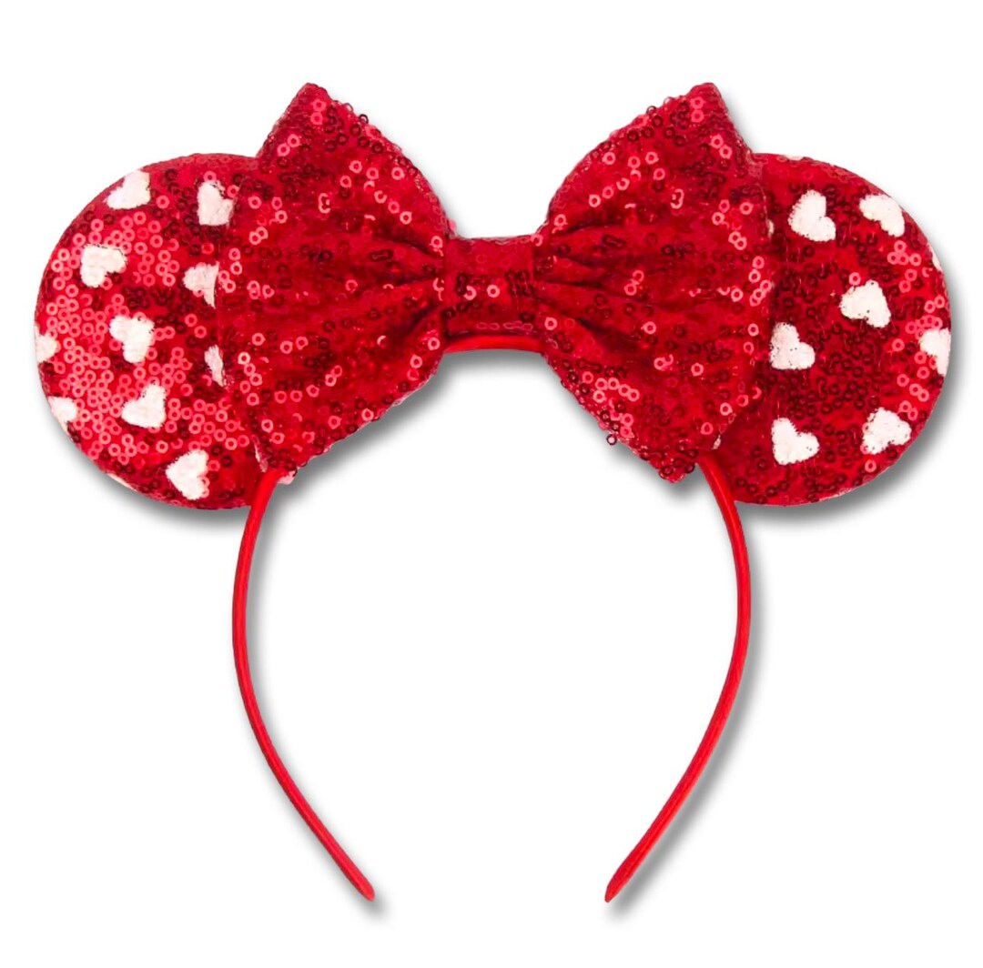 Mickey Heart Ears, Red Minnie Mouse Ears, Valentines Day Mickey Ears ...