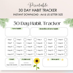 30 Day Habit Tracker Printable, Daily Habit Tracker PDF, Everyday Habit ...