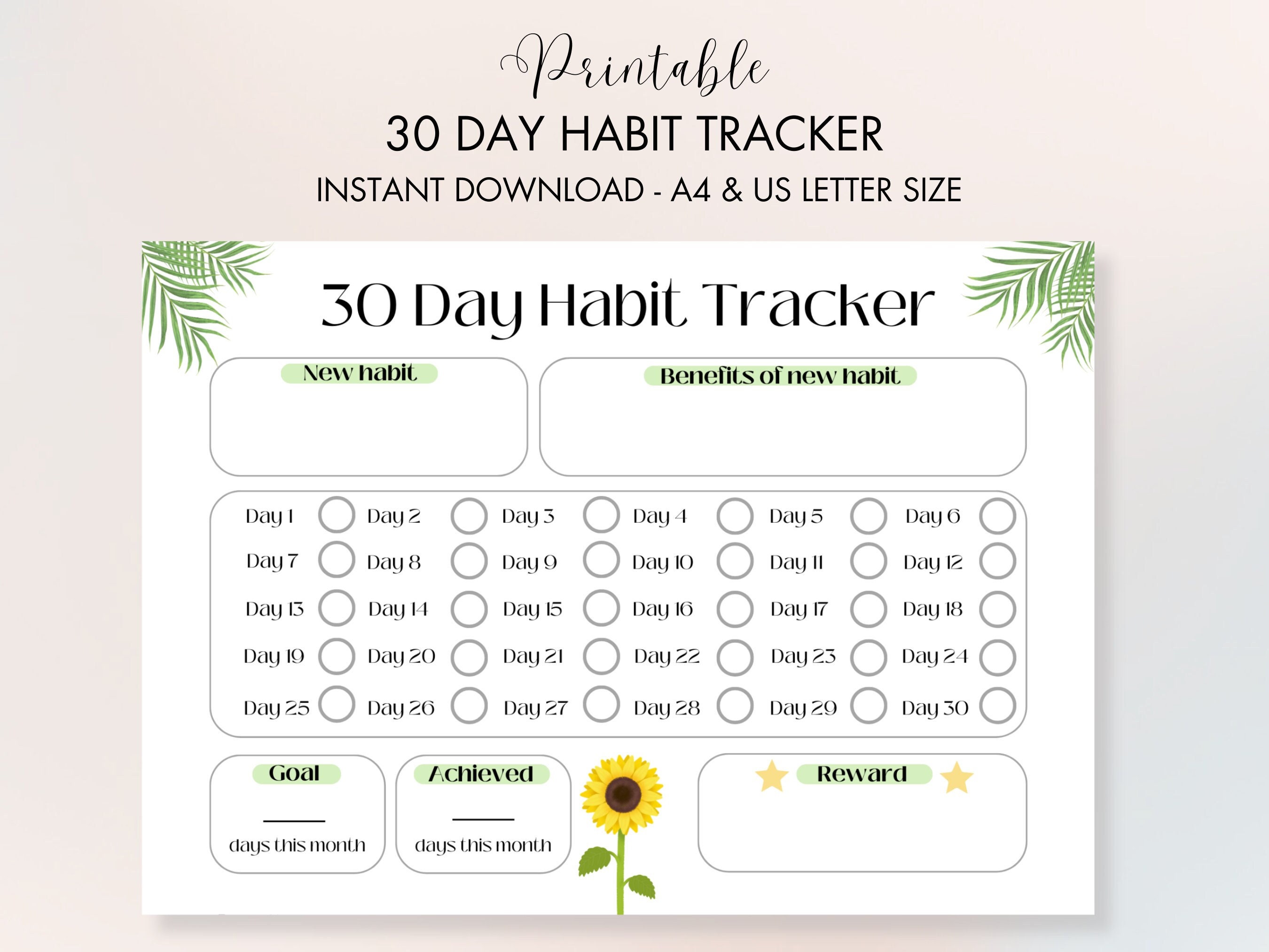 30 Day Habit Tracker Printable, Daily Habit Tracker PDF, Everyday Habit ...