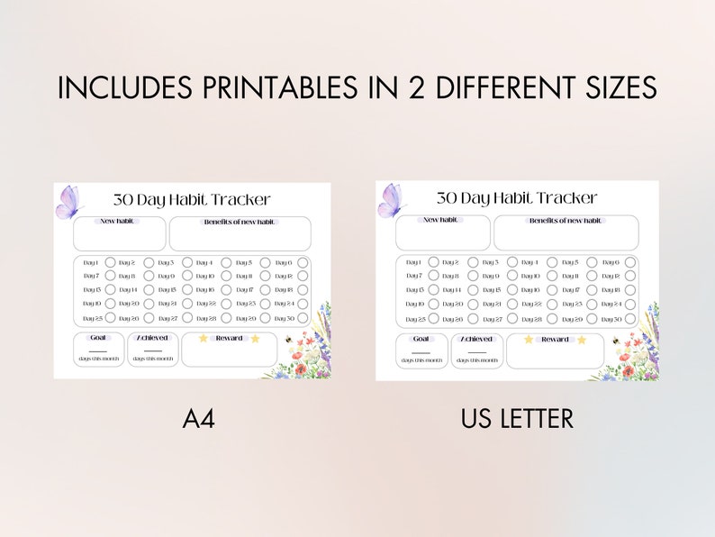 30 Day Habit Tracker Printable, Floral Daily Habit Tracker PDF ...