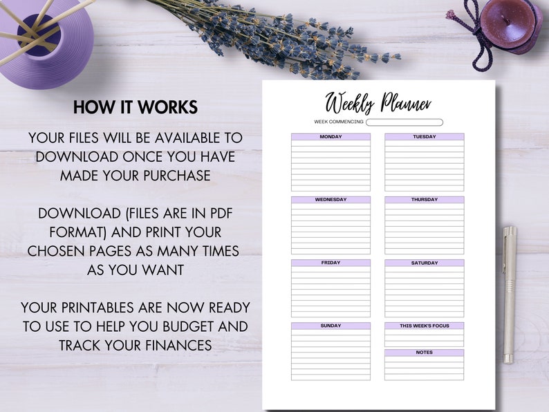 Simple Weekly Planner Printable Weekly Planner Instant - Etsy