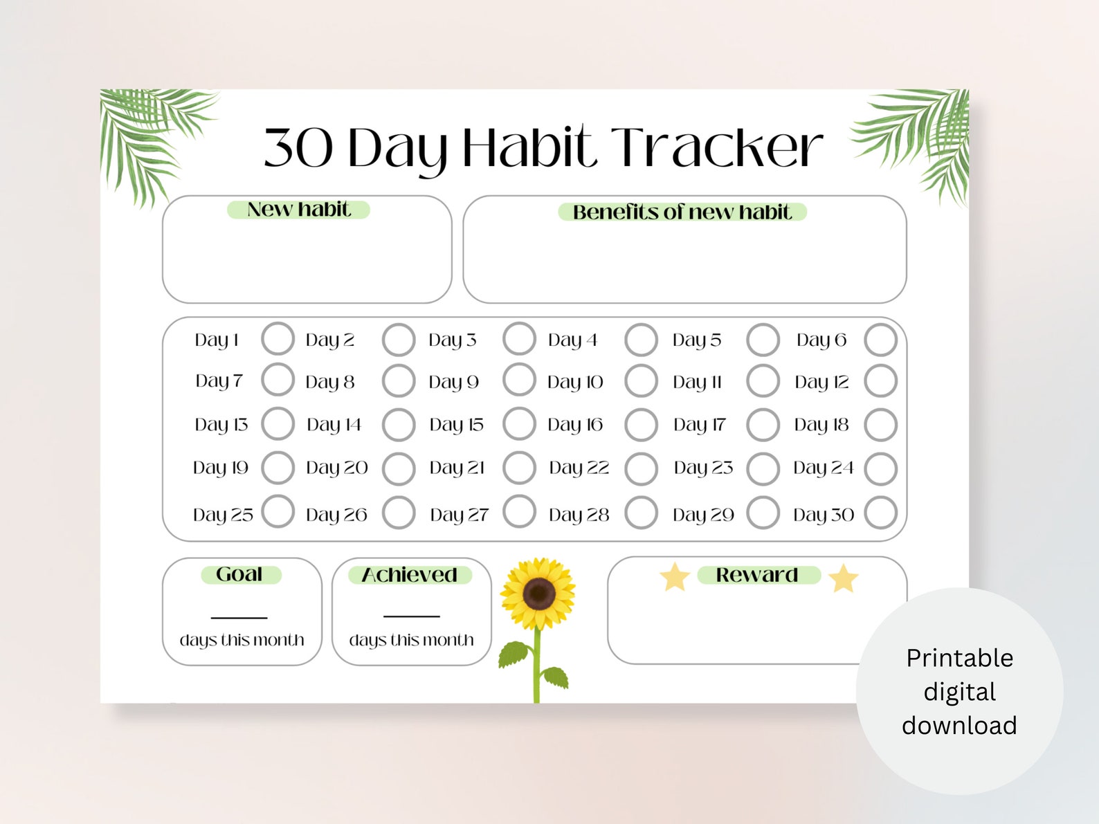 30 Day Habit Tracker Printable, Daily Habit Tracker PDF, Everyday Habit ...