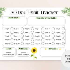 30 Day Habit Tracker Printable, Daily Habit Tracker PDF, Everyday Habit ...