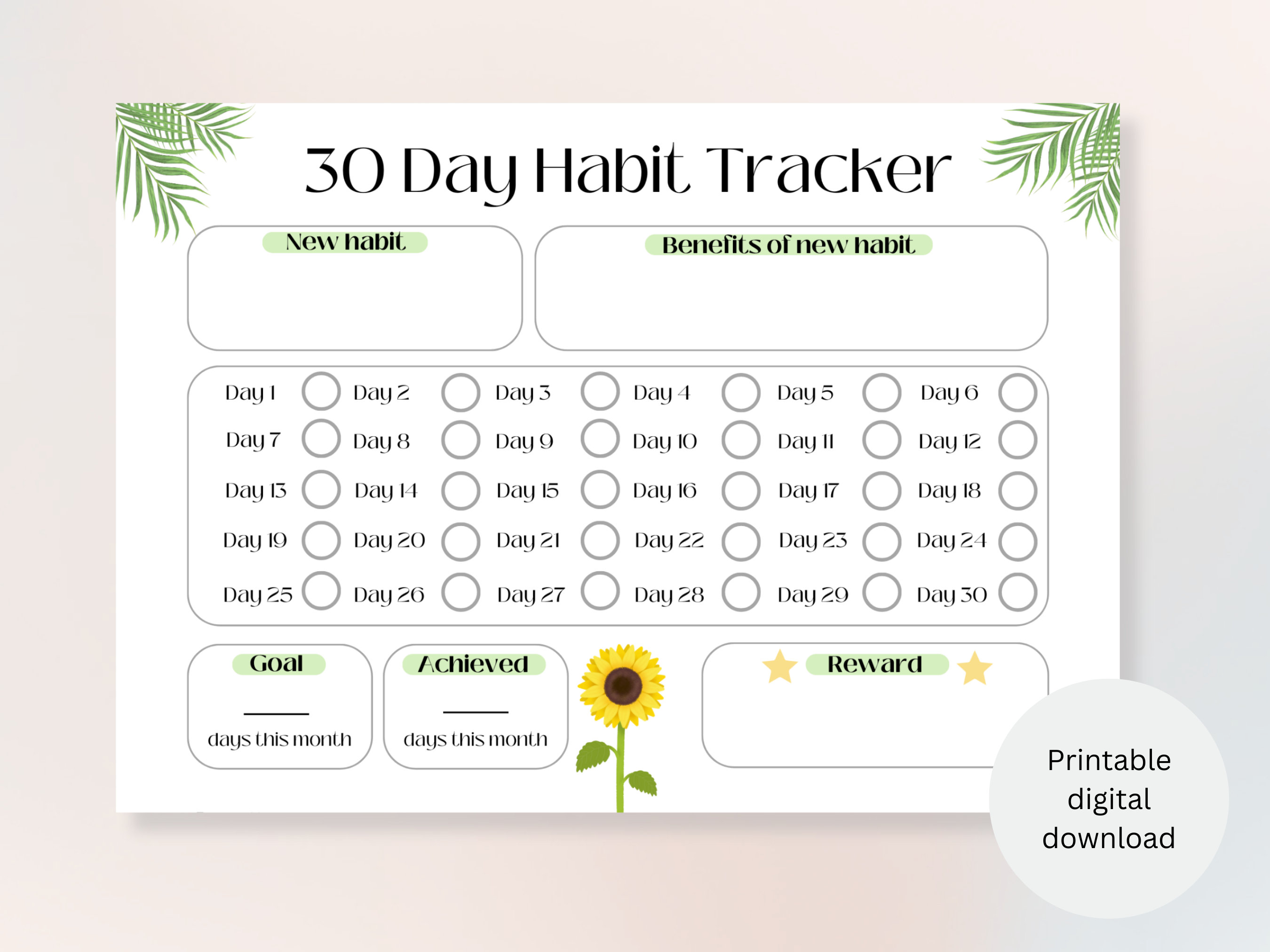 30 Day Habit Tracker Printable, Daily Habit Tracker PDF, Everyday Habit ...