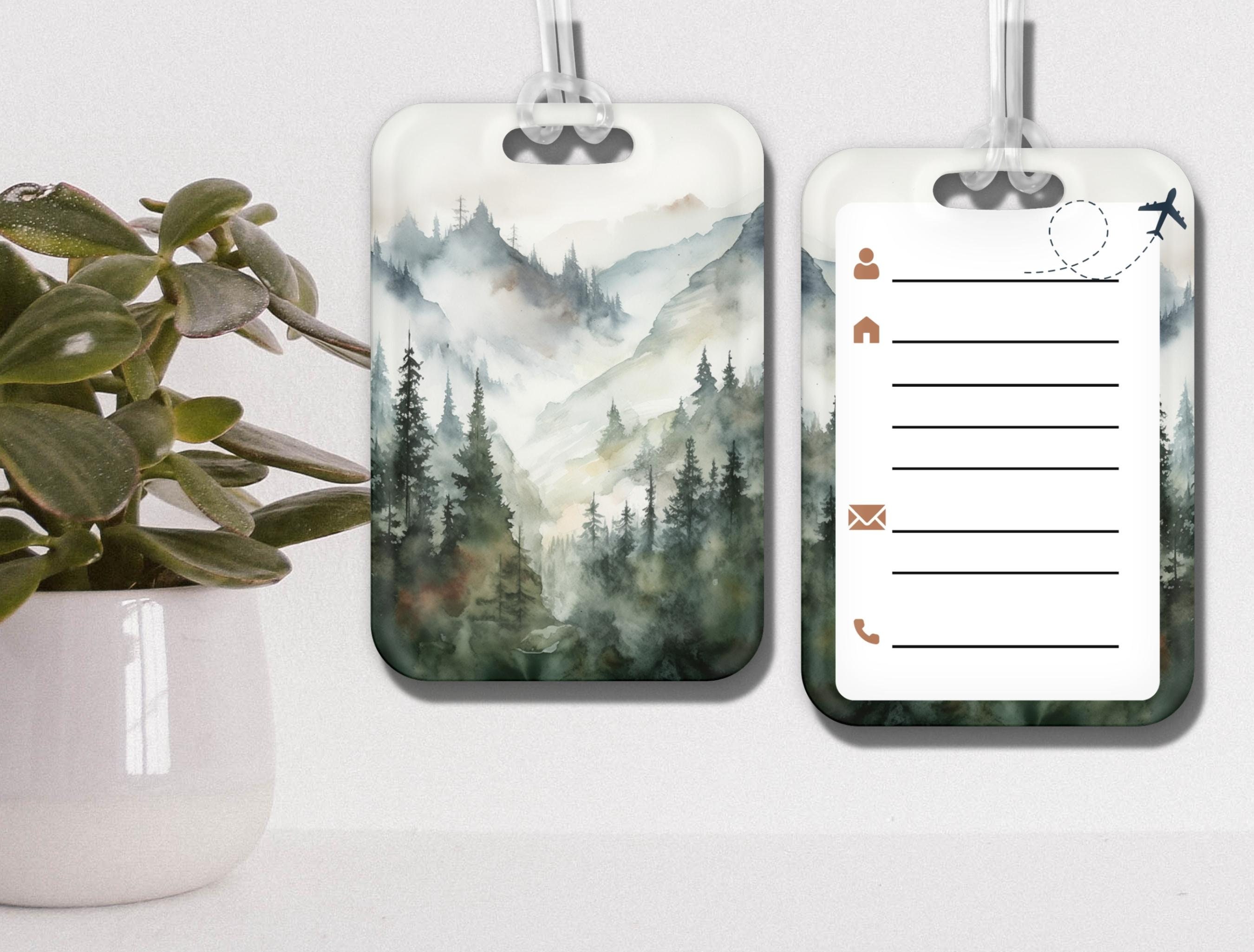 Watercolor Mountain Luggage Tag Clipart Bag Tag Sublimation Design ...