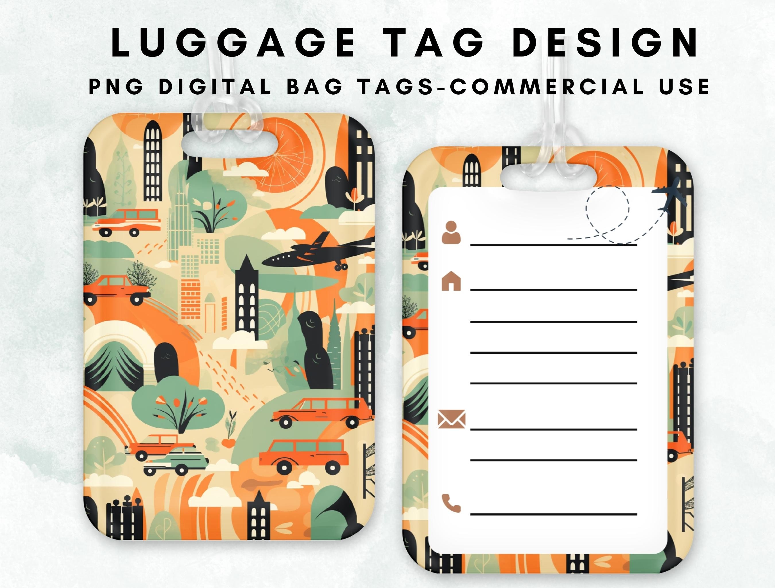 Travel City Airplane Abstract Luggage Tag Clipart Bag Tag Sublimation ...