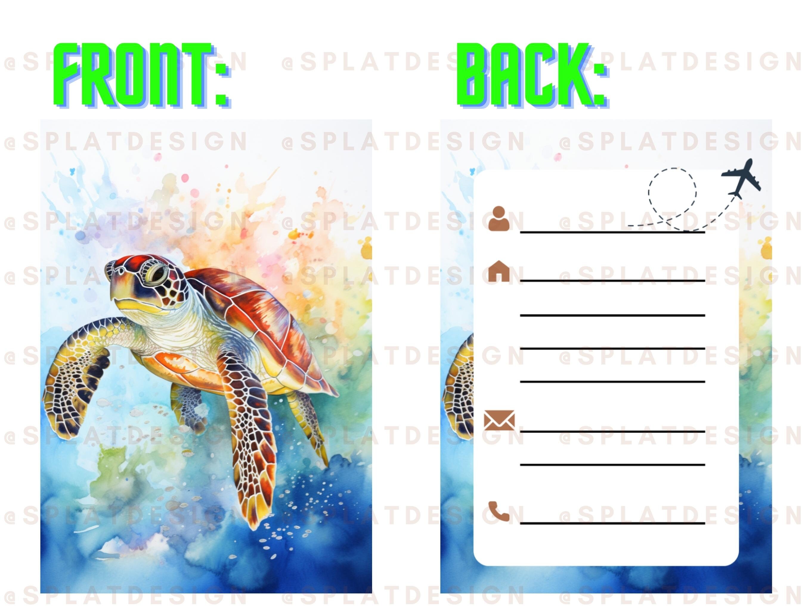 Watercolor Sea Turtle Luggage Tag Sublimation Design, Watercolor Turtle ...