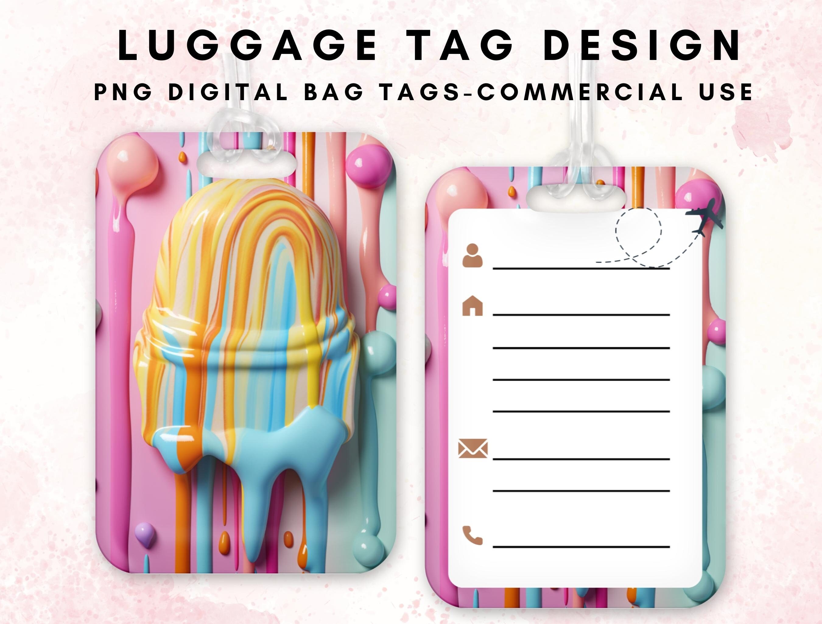 Colorful Pastel Ice Cream Clipart Bag Tag Sublimation Design Template ...