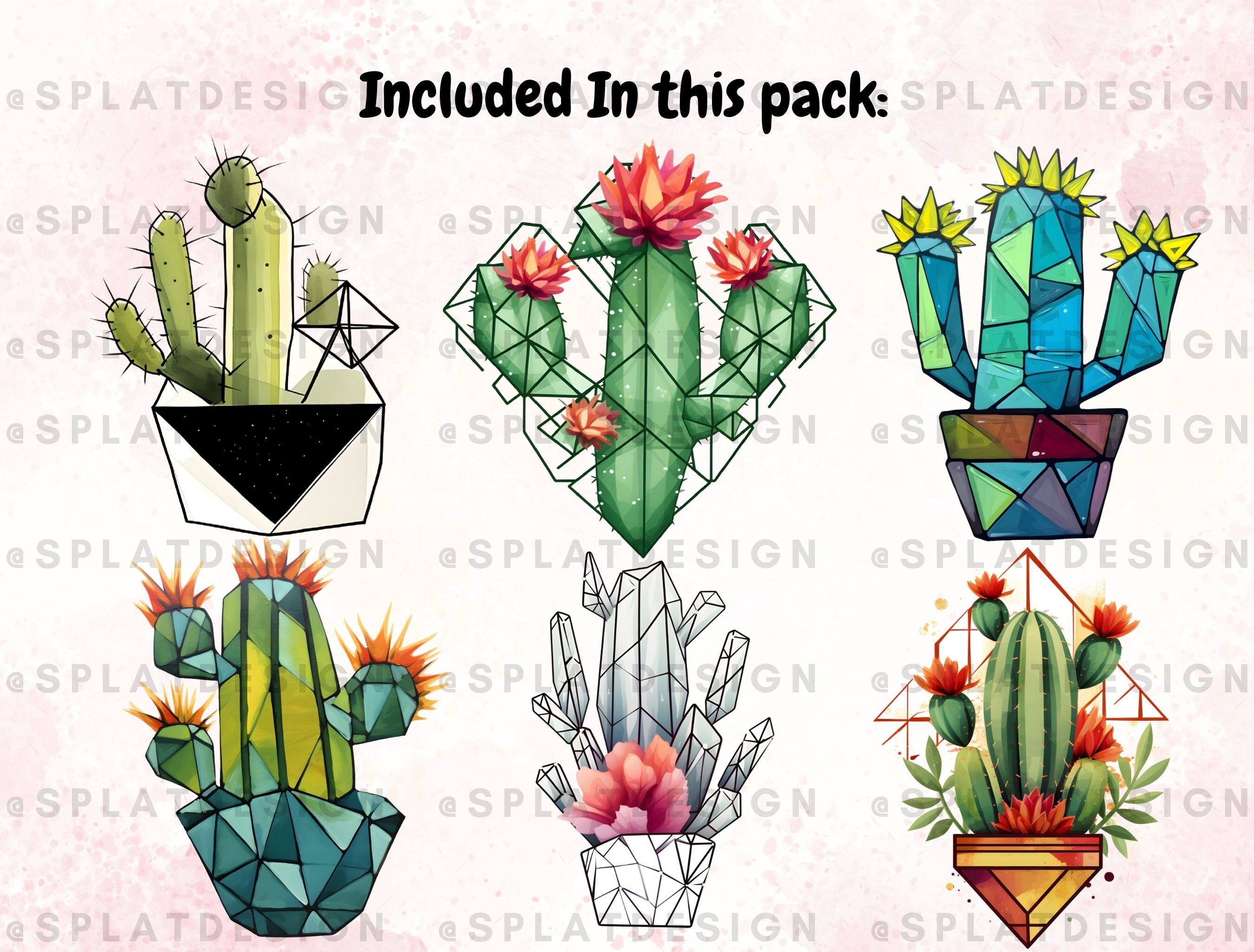 Boho Geometric Cactus Clipart Adventure Outdoor Clipart - Etsy
