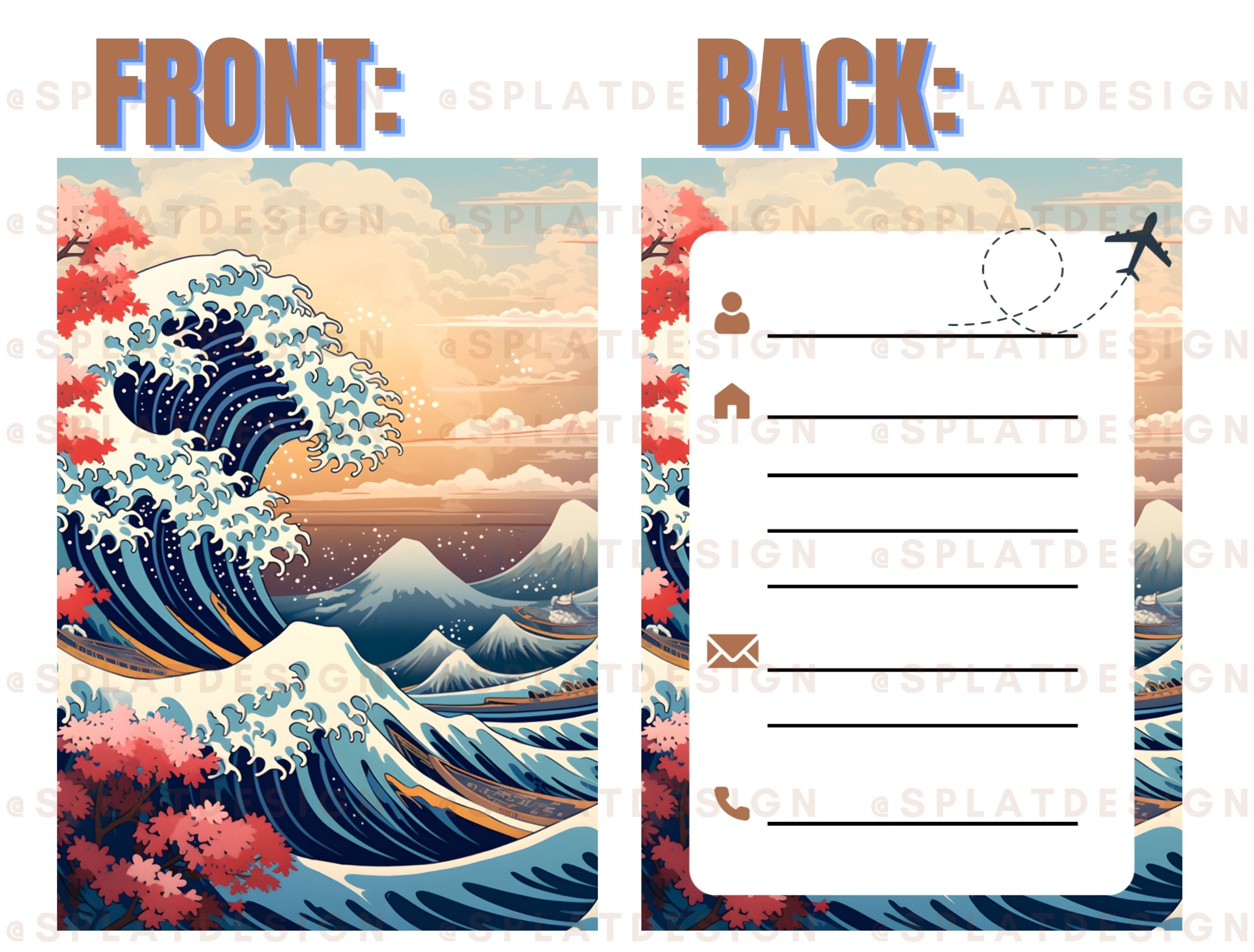 The Great Wave off Kanagawa Luggage Tag Clipart Bag Tag Sublimation ...