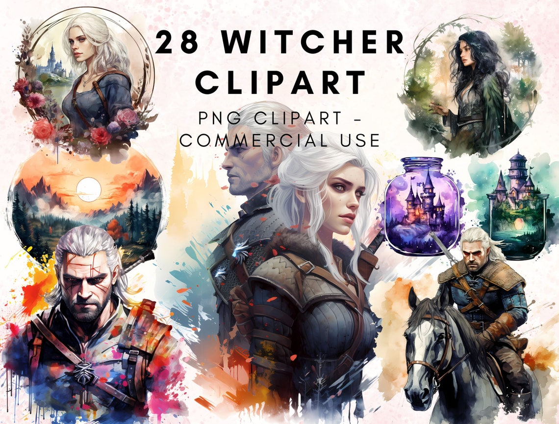 Watercolour Witcher Clipart Bundle, Potion Clipart, Magical Witch ...